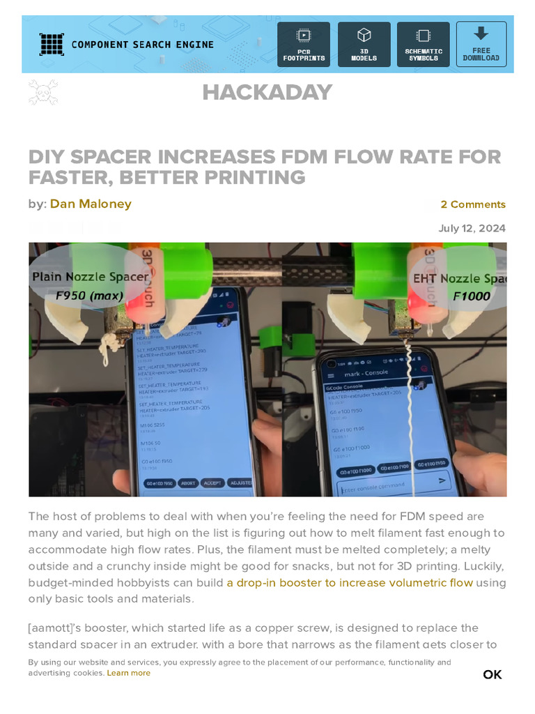 DIY Spacer Increases FDM Flow Rate For Faster, Better Printing - Hackaday | PDF | 3 D Printing ...