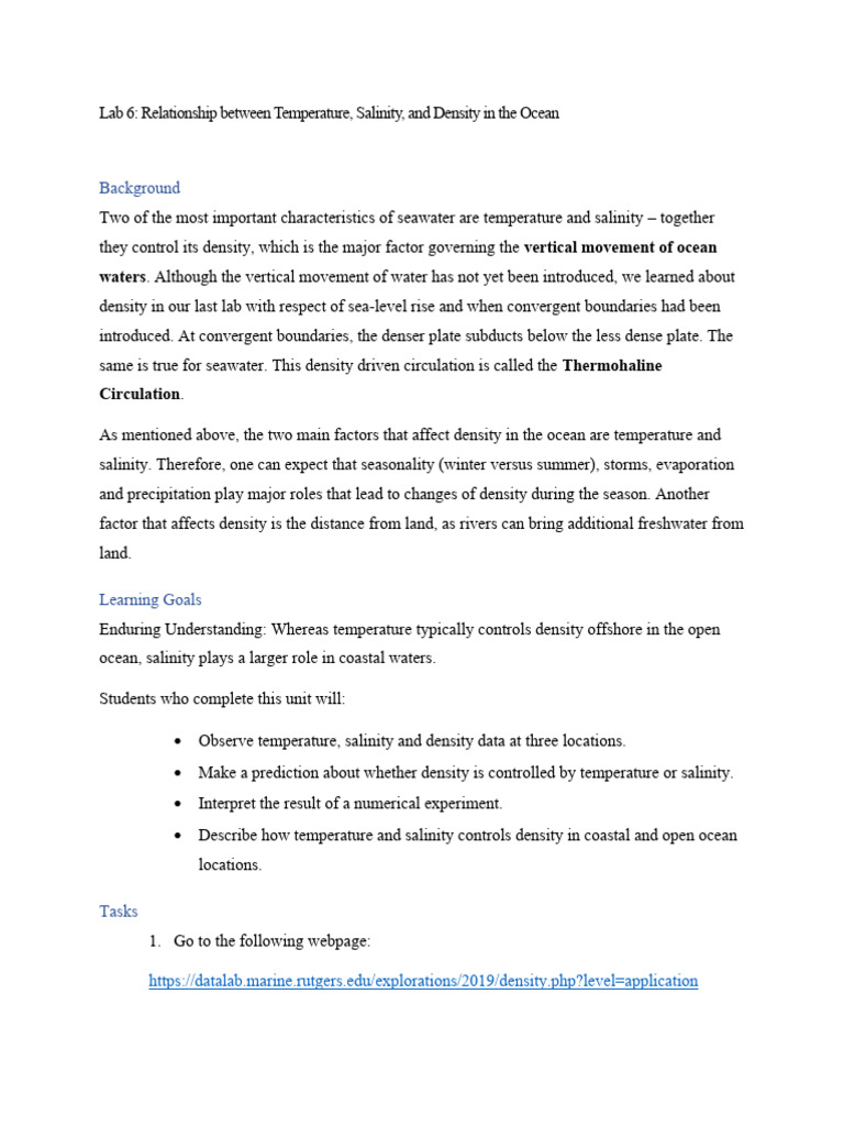Ocean Density: Impact of Temperature & Salinity | PDF | Salinity | Oceans