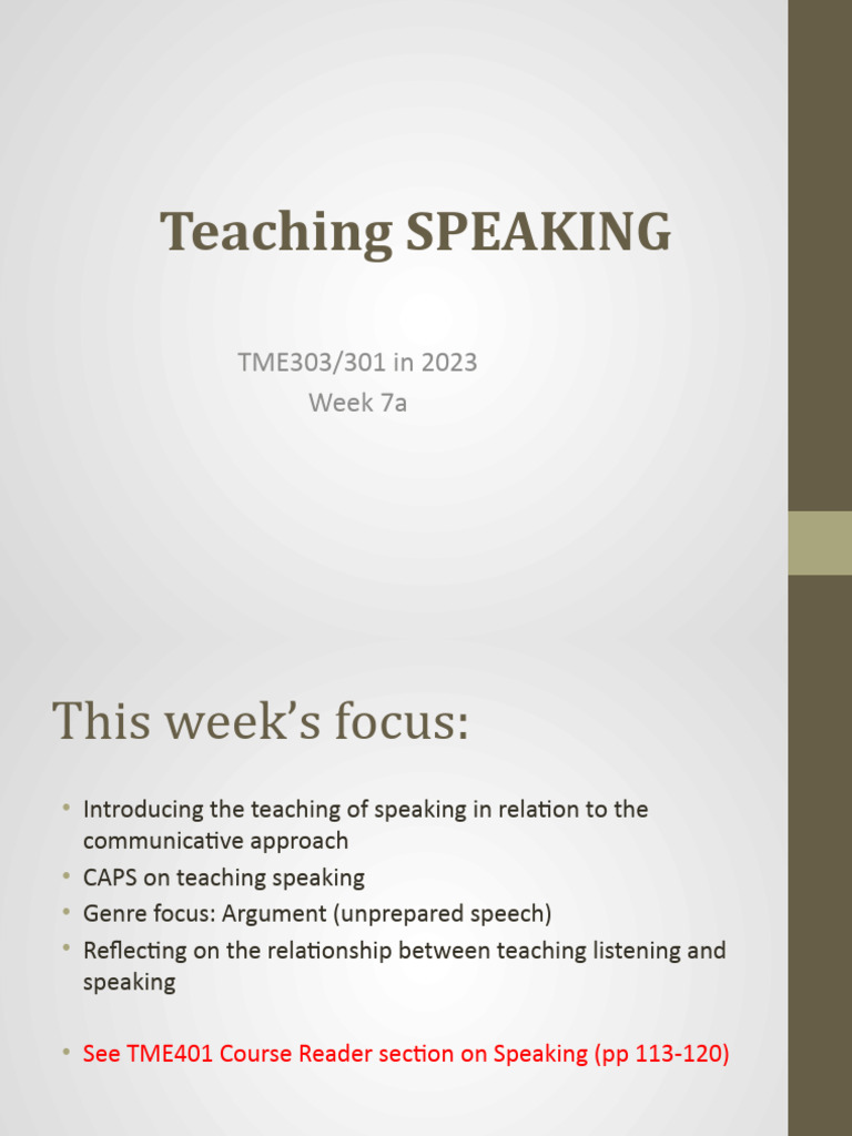 7.1 Teaching Speaking | PDF | Learning | Human Communication
