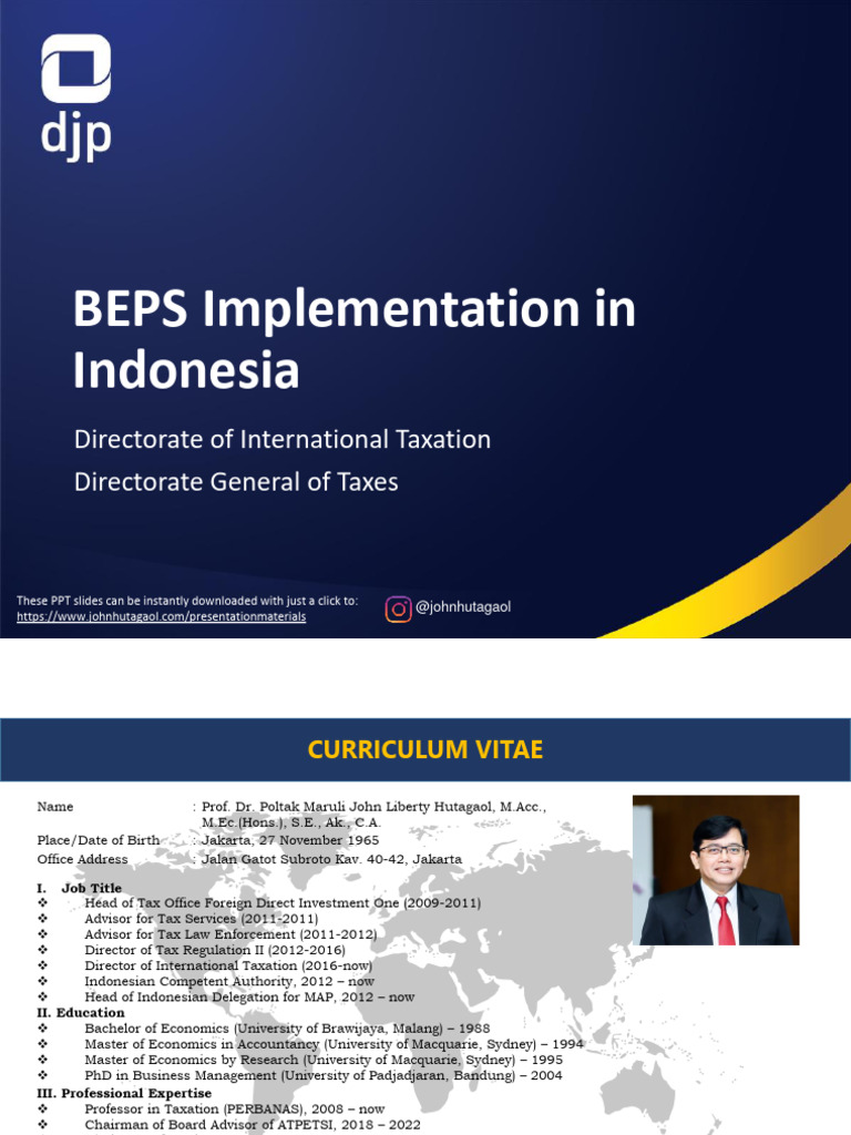 BEPS Implementation in Indonesia - Webinar BPPK - v2 | PDF | Taxes | Economies