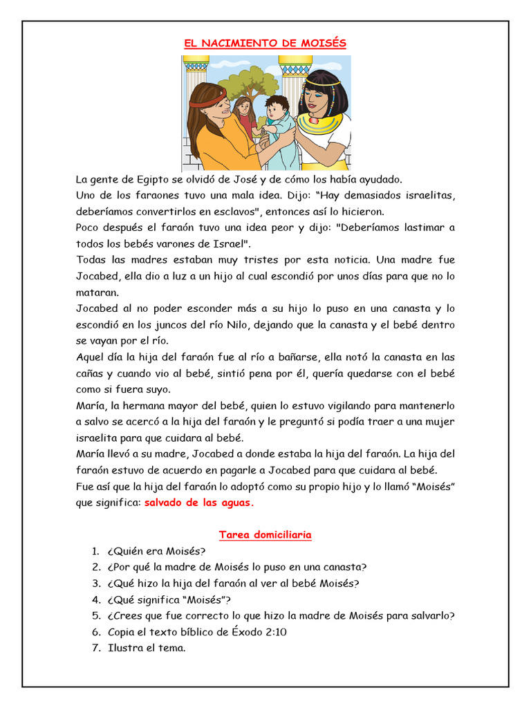 DÍA LUNES 24 DE JUNIO - RELIGIÓN ( EL NACIMIENTO DE MOISÉS ) | PDF