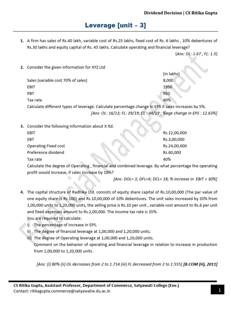 Leverage | PDF | Capital Structure | Leverage (Finance)