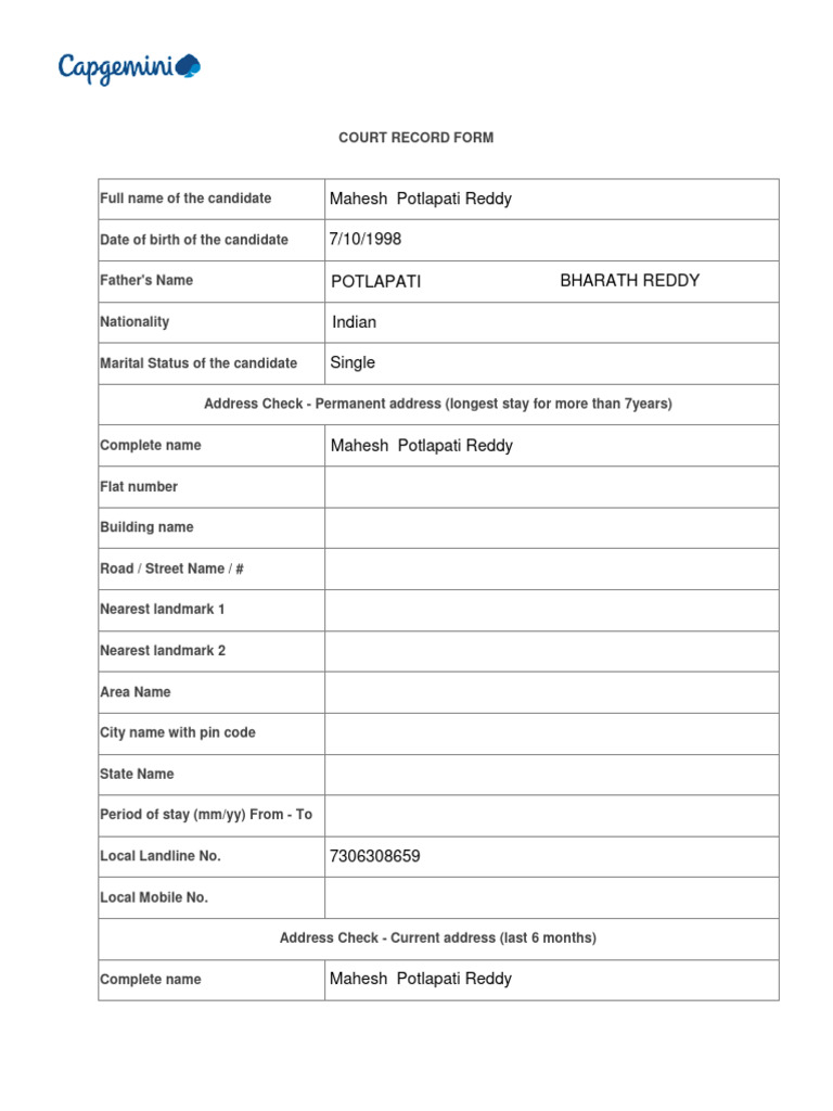 Court Record Form | PDF | Law