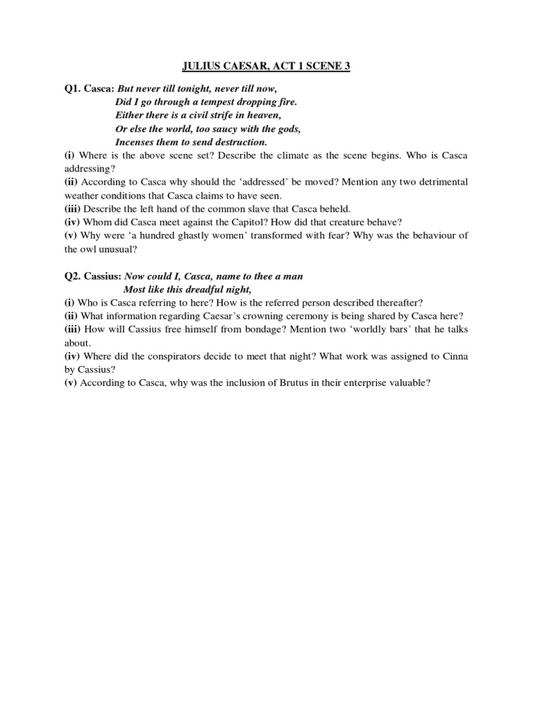 Julius Caesar (Act 1 Scene 3) | PDF