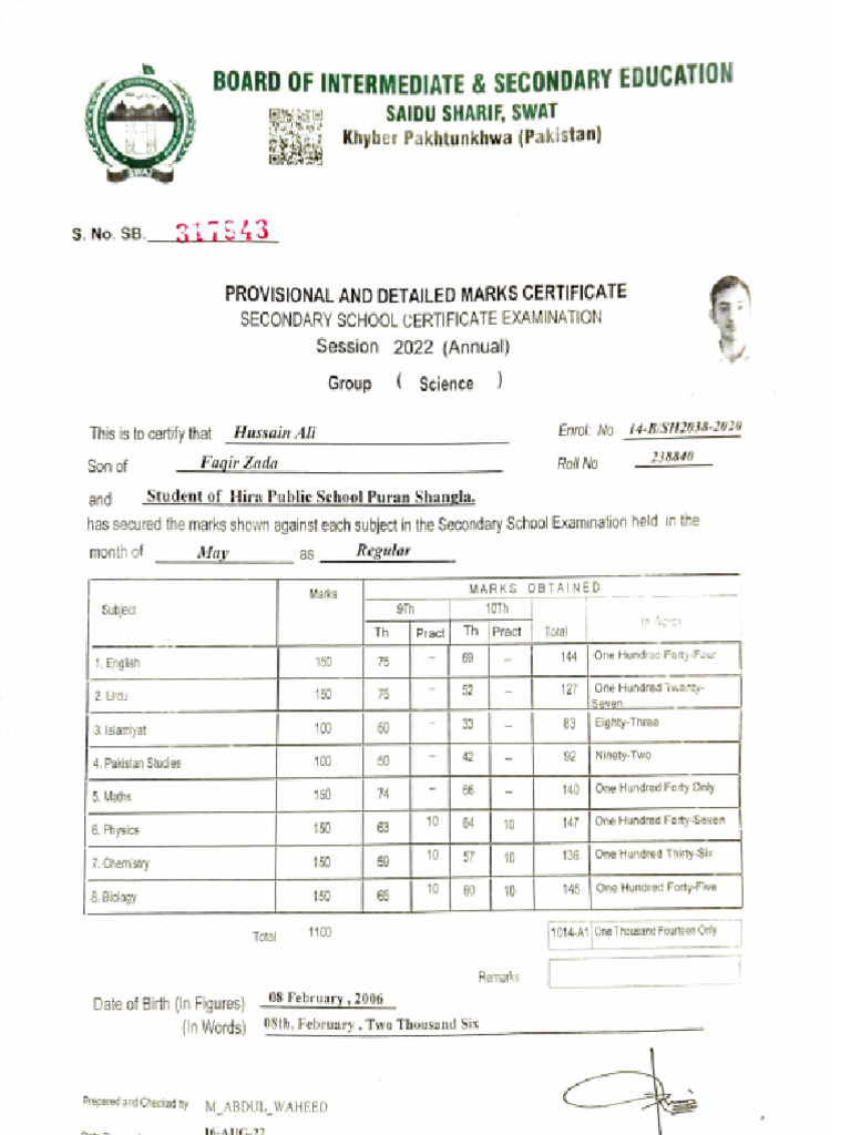 DMC Matric PDF | PDF