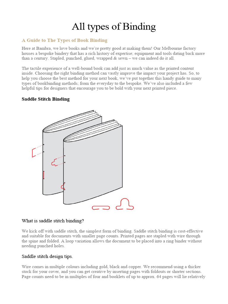 All Types of Binding | PDF | Bookbinding | Books