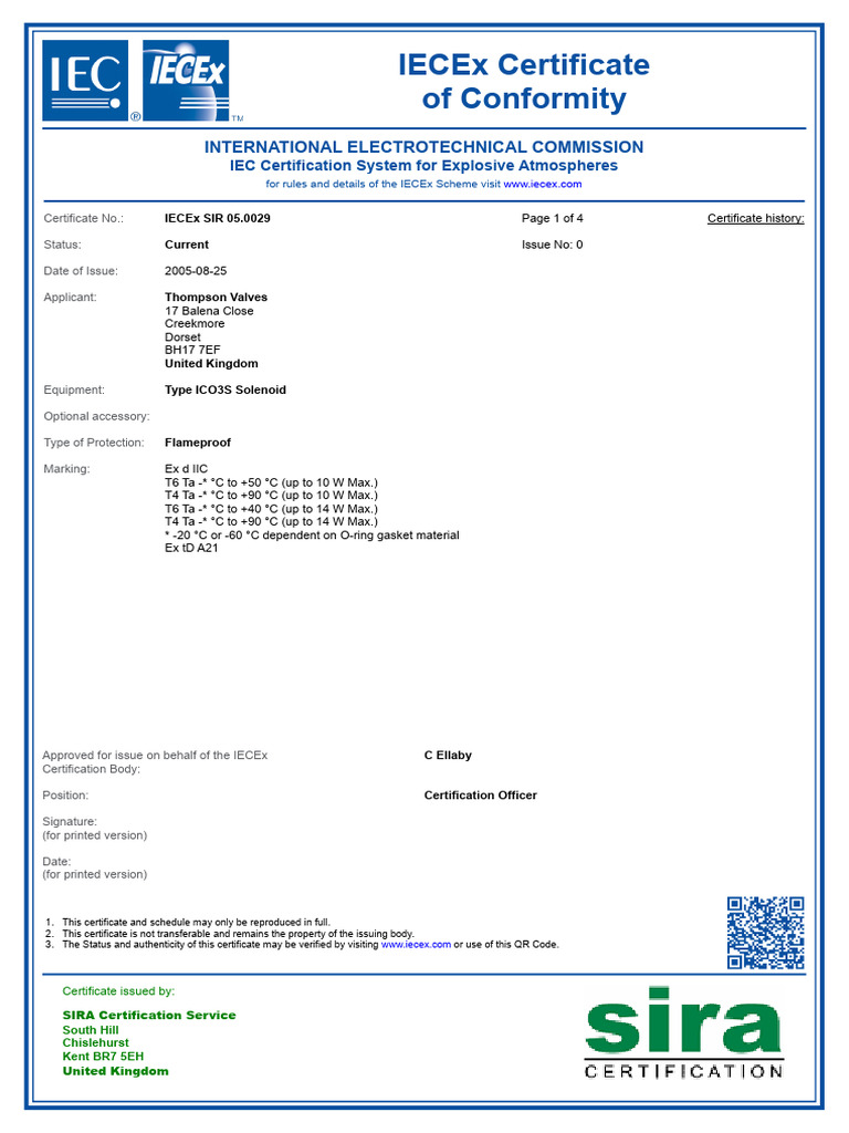 IECEx SIR 05.0029 000 | PDF | Valve | Rectifier