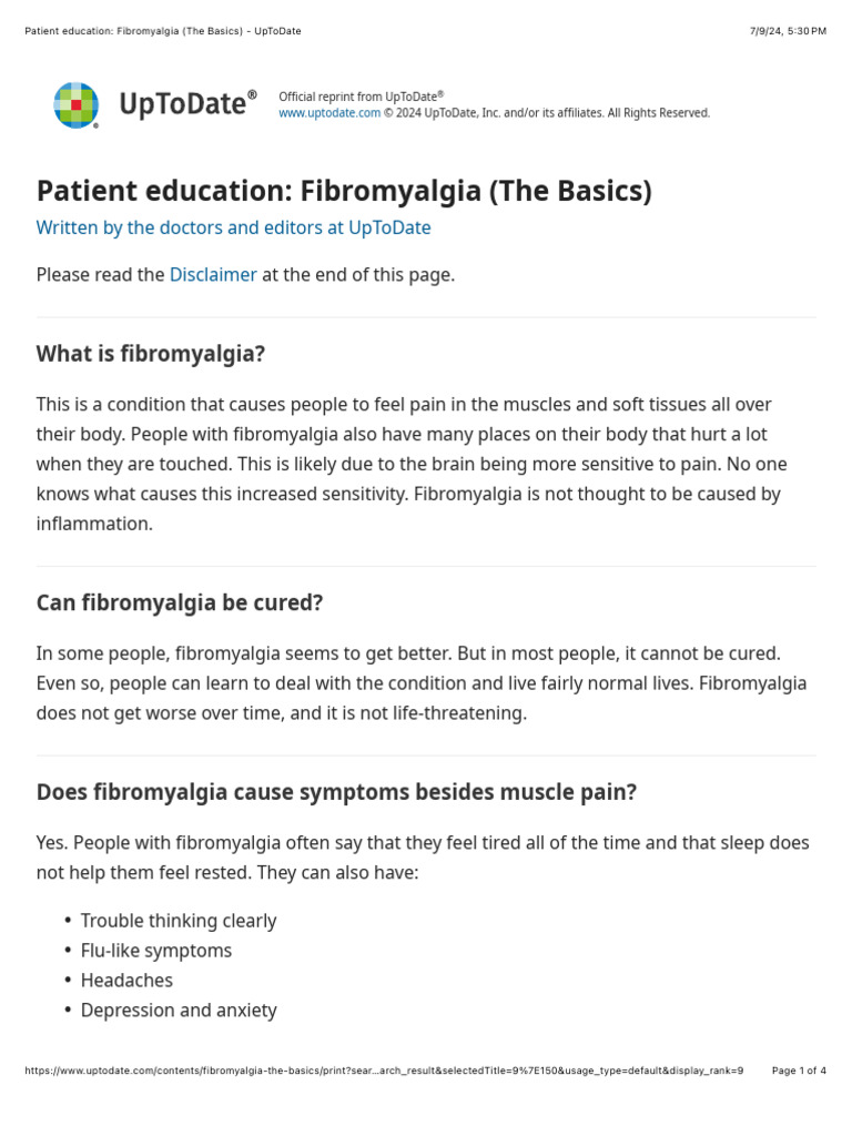 3-Patient Education - Fibromyalgia (The Basics) - UpToDate | PDF ...