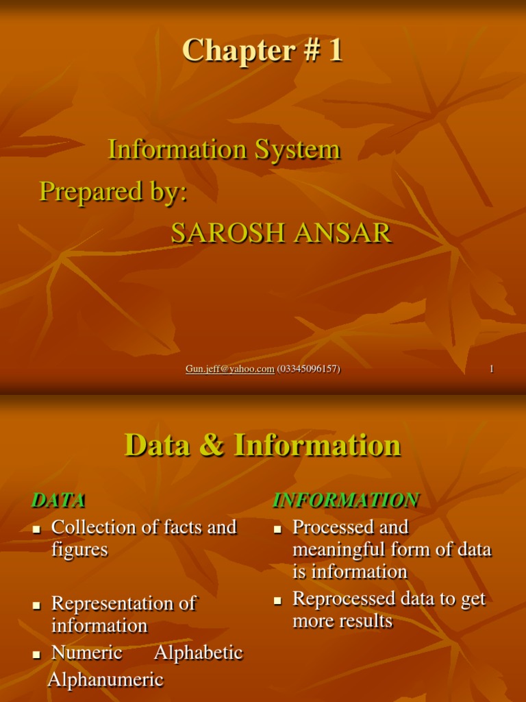 Chapter # 1: Information System Prepared By: Sarosh Ansar | PDF | Input/Output | Information