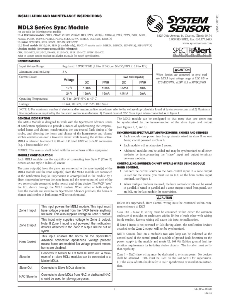 MDL3 Sync Module Specifications Guide | PDF | Manufactured Goods ...
