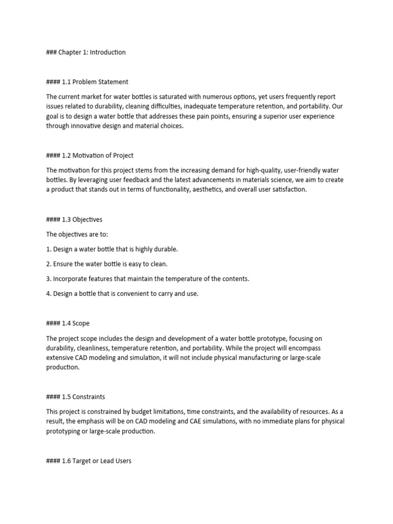 Innovative Water Bottle Design Project | PDF | Usability | Simulation