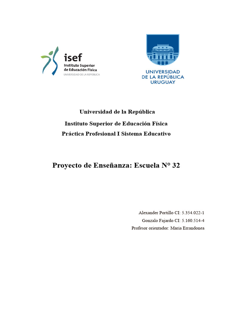 Proyecto Educativo en Escuela Nº32 | PDF | Evaluación | Enseñando