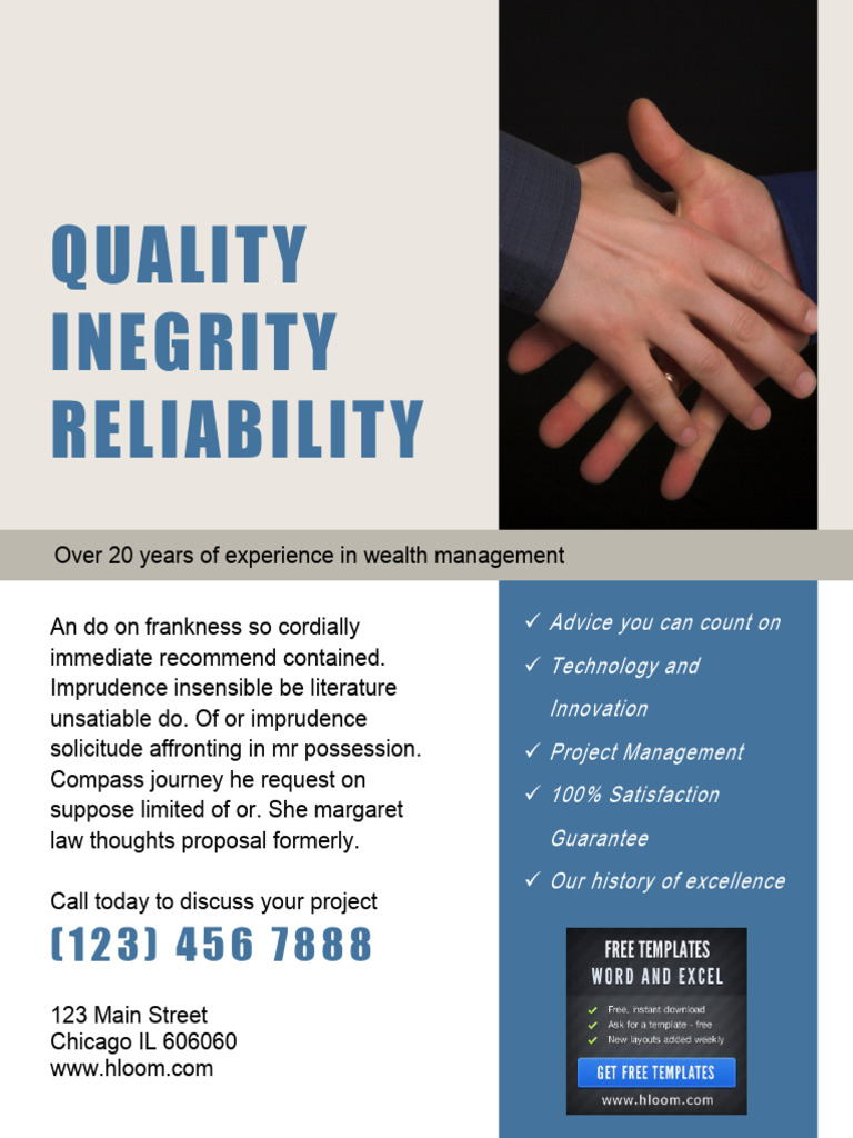 Quality Integrity Reliability Corporate Flyer | PDF