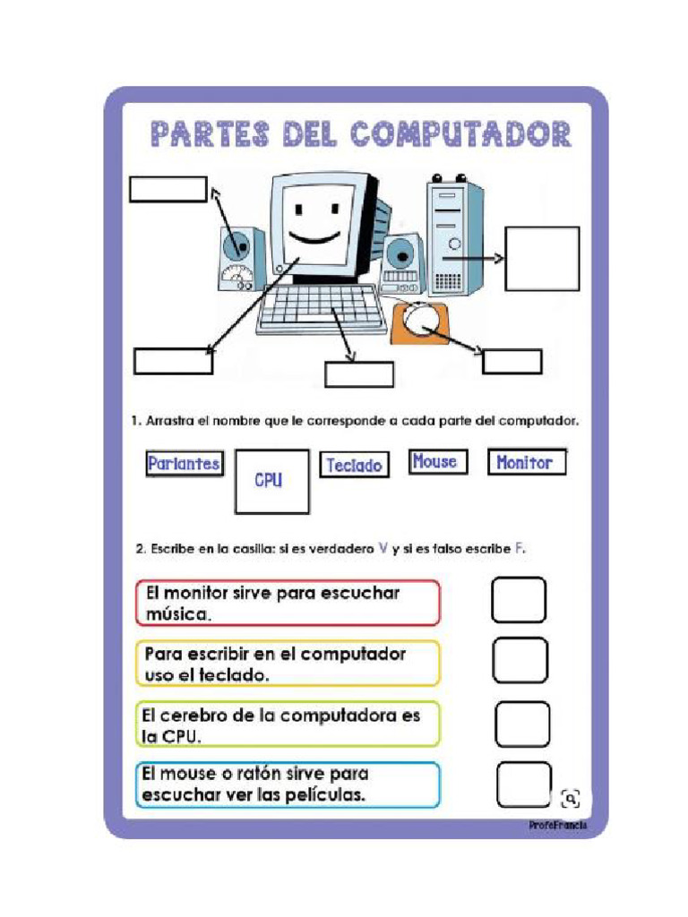 Taller Grado Primero-Estructura Del PC | PDF