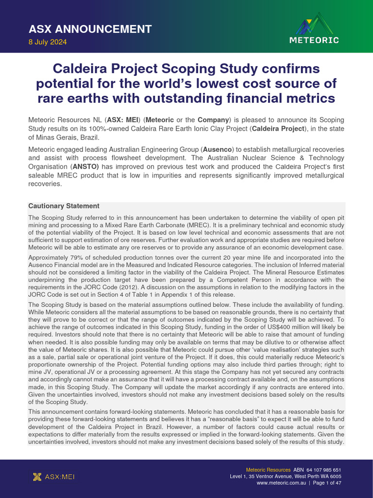 Caldera Project | PDF | Mining