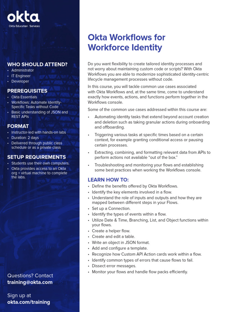 Okta Workflows For Workforce Identity Datasheet | PDF | Workflow | Computer Science