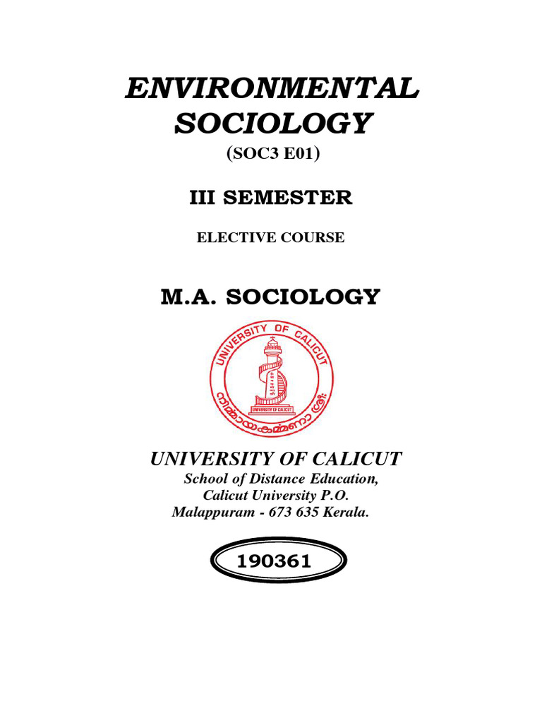 III Sem-ENVIRONMENTAL SOCIOLOGY | PDF | Ecosystem | Ecology