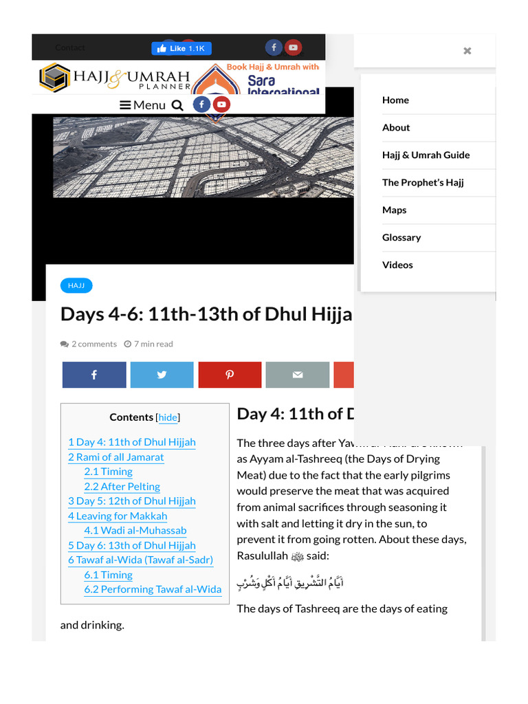 Days 4-6 - 11th-13th of Dhul Hijjah - Hajj and Umrah Planner | PDF | Hajj | Islamic Jurisprudence