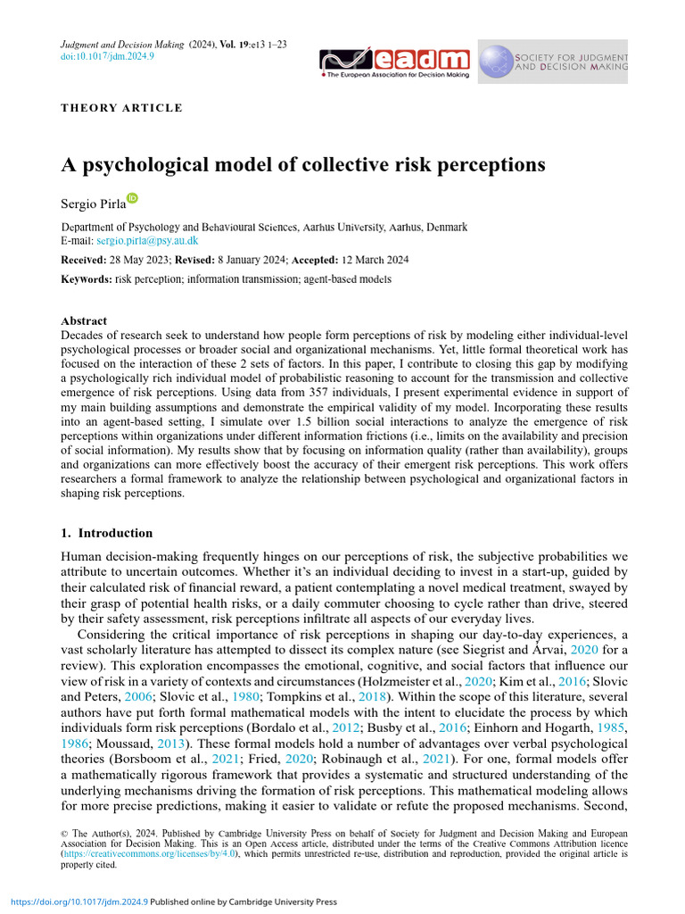 Artigo A-Psychological-Model-Of-Collective-Risk-Perceptions | PDF ...