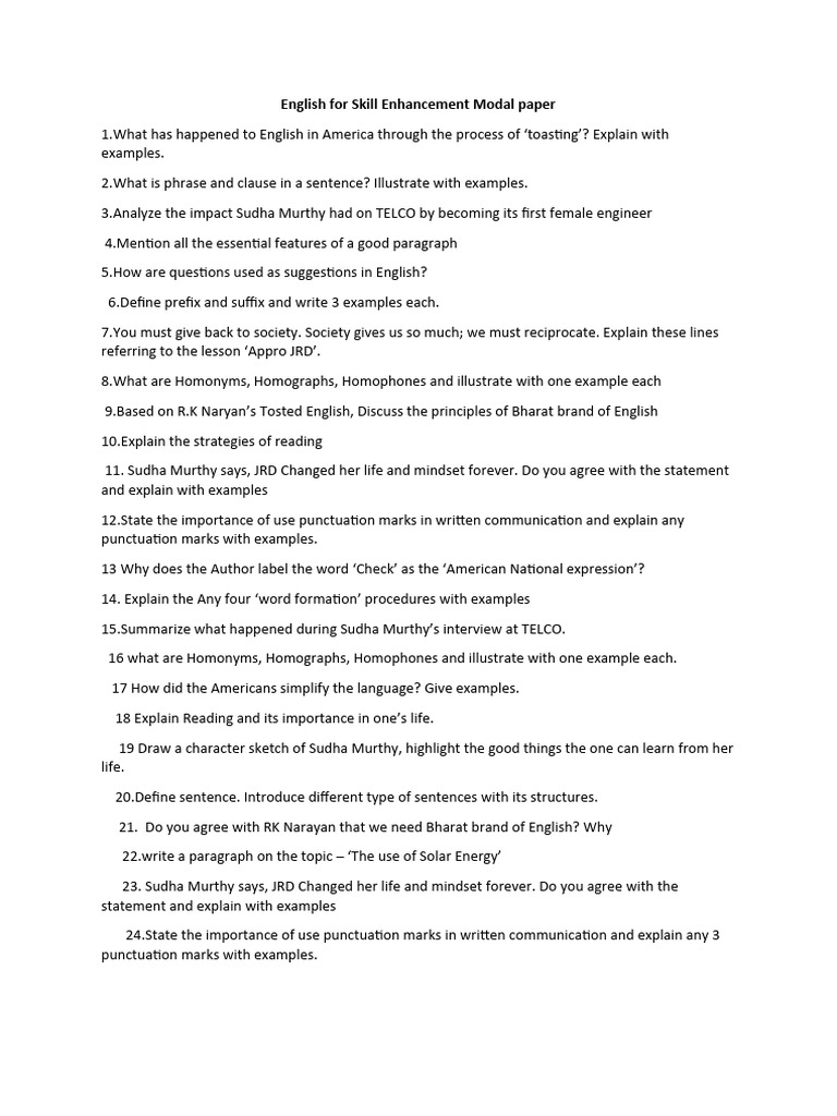 MODAL PAPER ESE | PDF | English Language | Sentence (Linguistics)