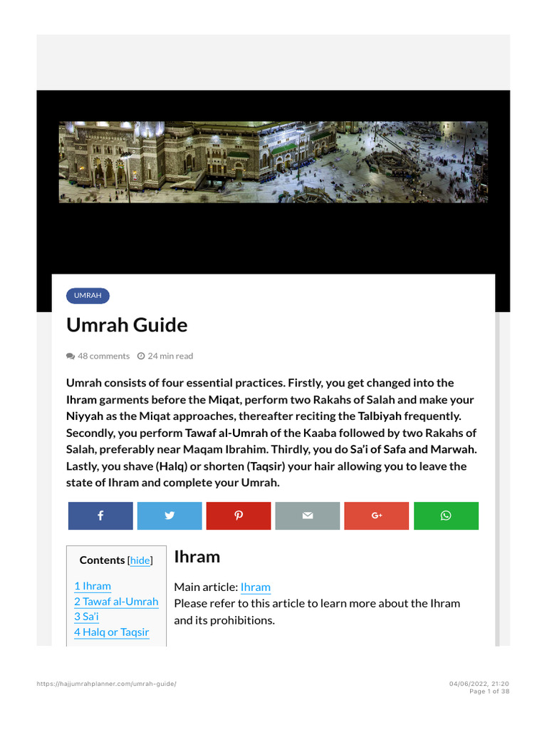 Umrah Guide for Pilgrims | PDF | Mosque | Islamic Ethics
