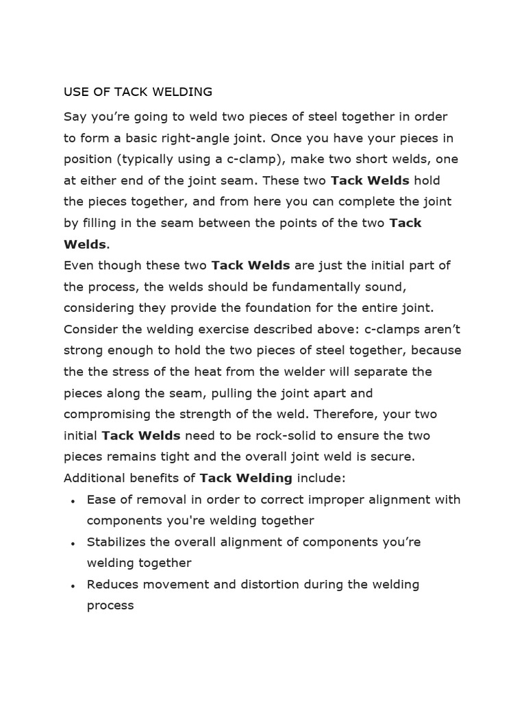 Use of Tack Welding (X) | PDF