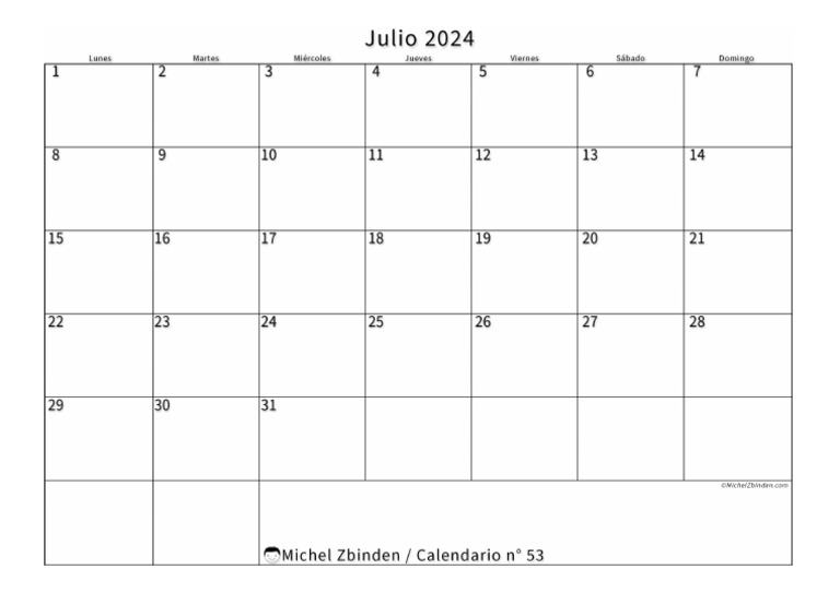 Calendario Michel Zbinden Jlio | PDF