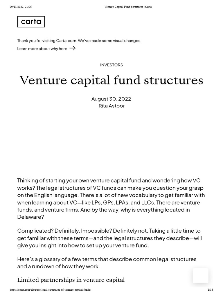 Venture Capital Fund Structures - Carta | PDF | Limited Liability ...