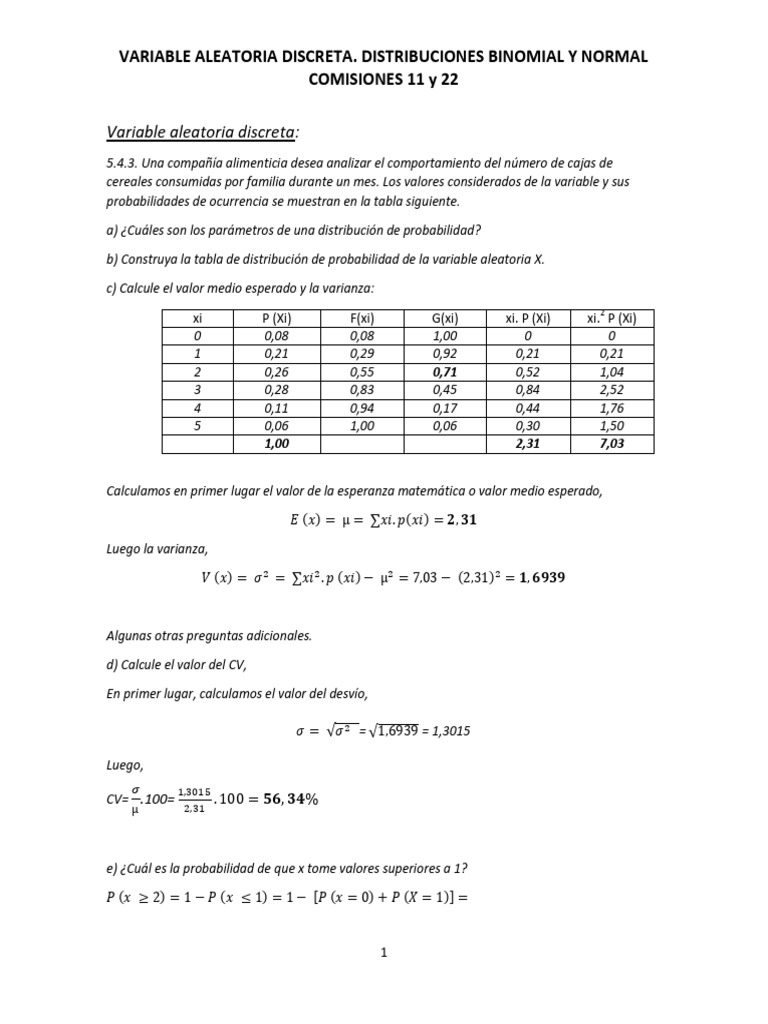 Variable Aleatoria Discreta y Distribuciones de Probabilidad | PDF | Diferencia | Modelos ...