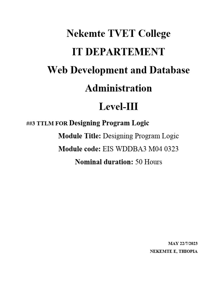 TM04 Designing Program Logic | PDF | Algorithms | Computer Program TM04 Designing Program Logic | PDF | Algorithms | Computer Program