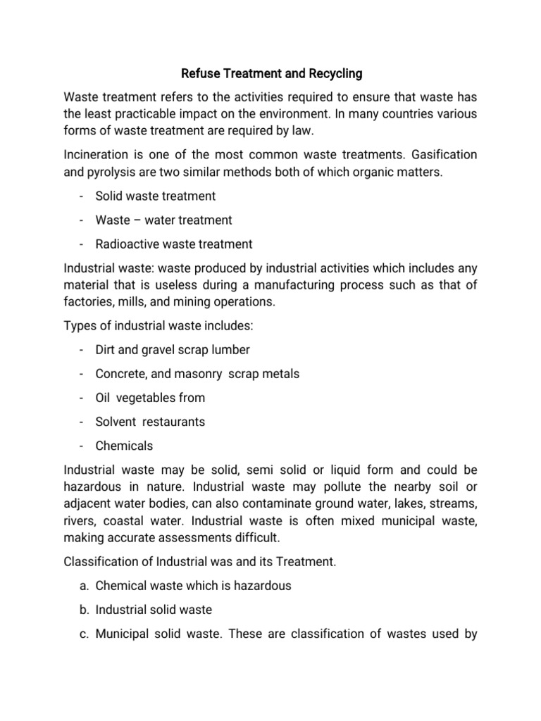 Refuse Treatment | PDF | Waste | Water Pollution