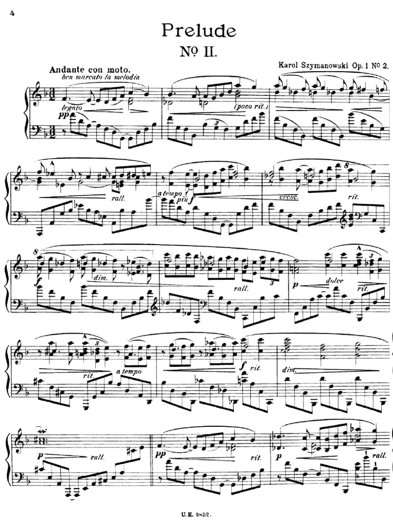 Prelude Op.1 no.2-K.Szymanowski | PDF