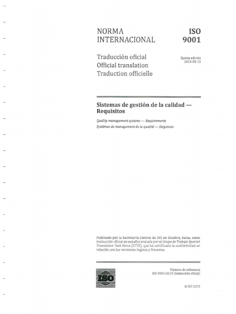 Iso 9001 2015 Gestion De La Calidad Pdf
