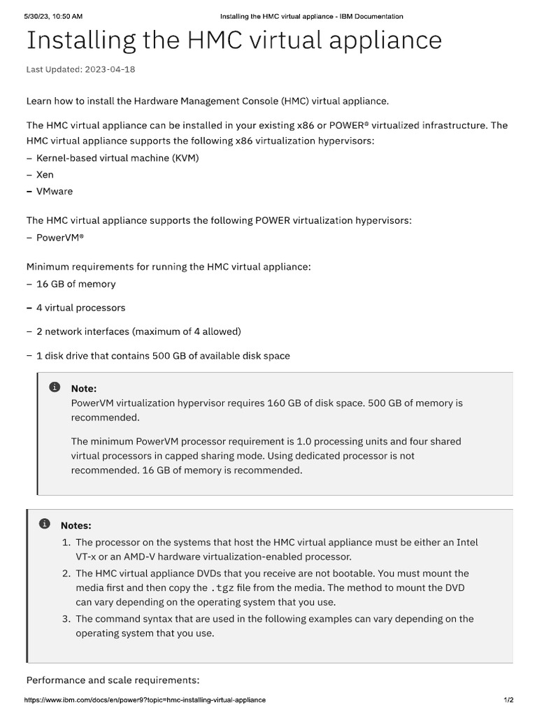 Installing The HMC Virtual Appliance | PDF
