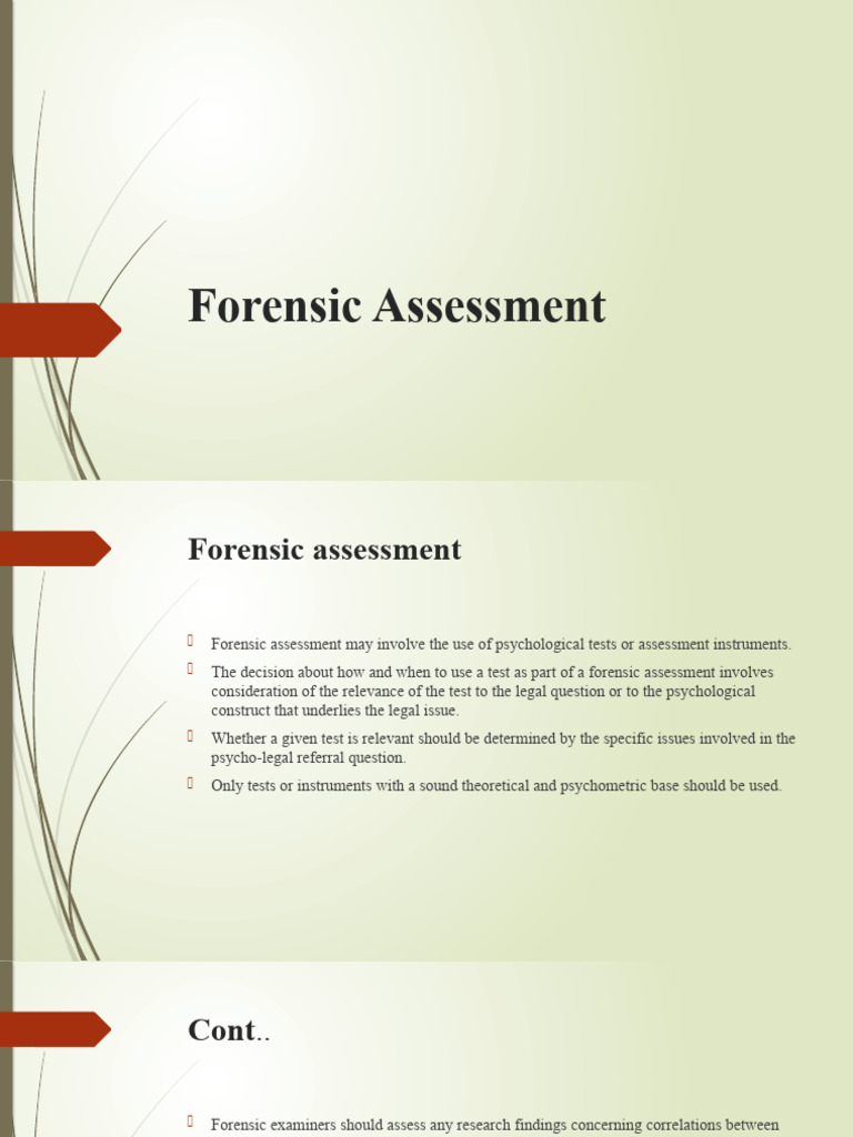 Assesment in Forensic Setting 1 | PDF | Competence (Law) | Behavioural ...