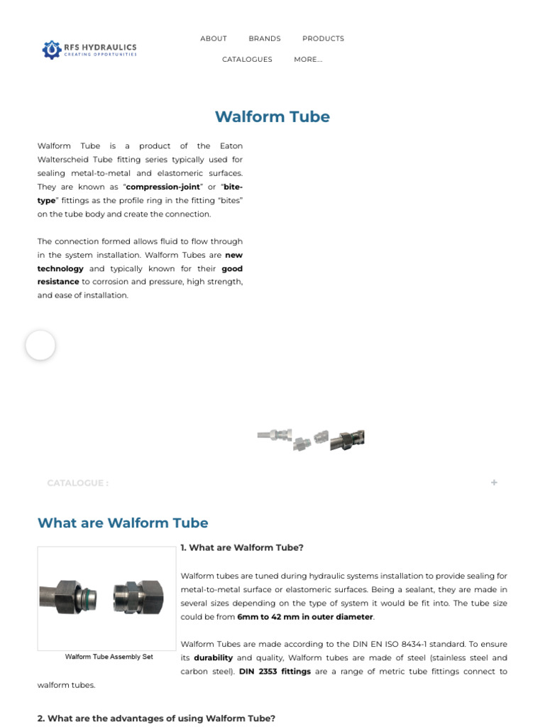 Walform Tube Fittings Overview | PDF | Pipe (Fluid Conveyance ...