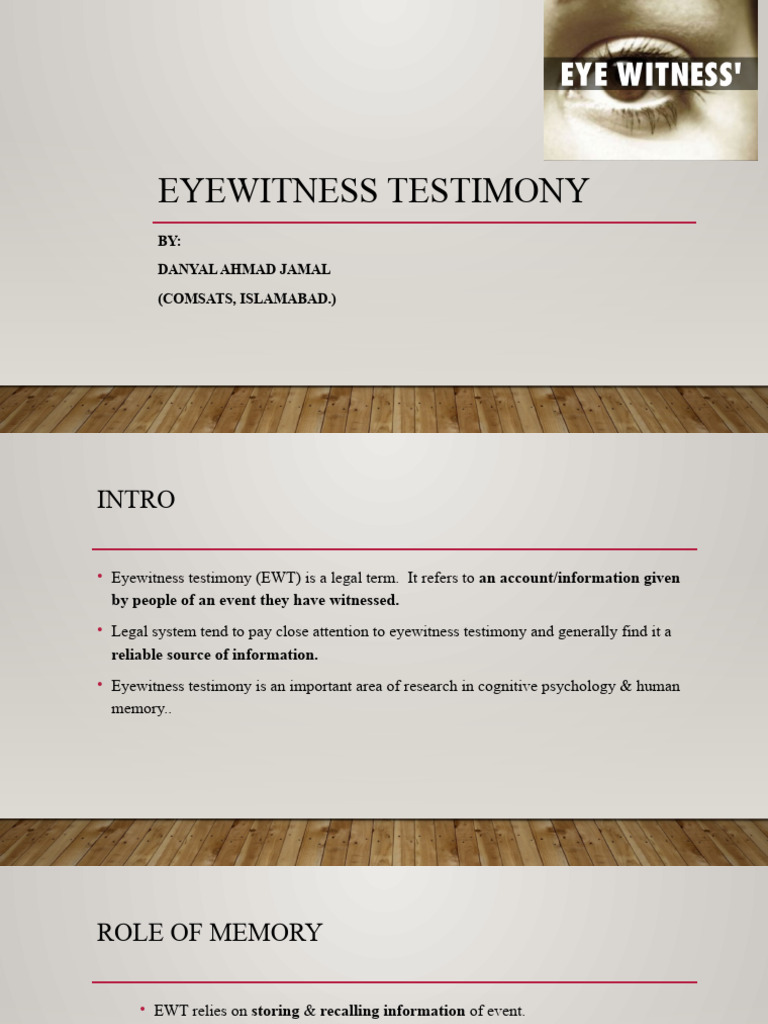 Eyewitness Testimony | PDF | Recall (Memory) | Memory