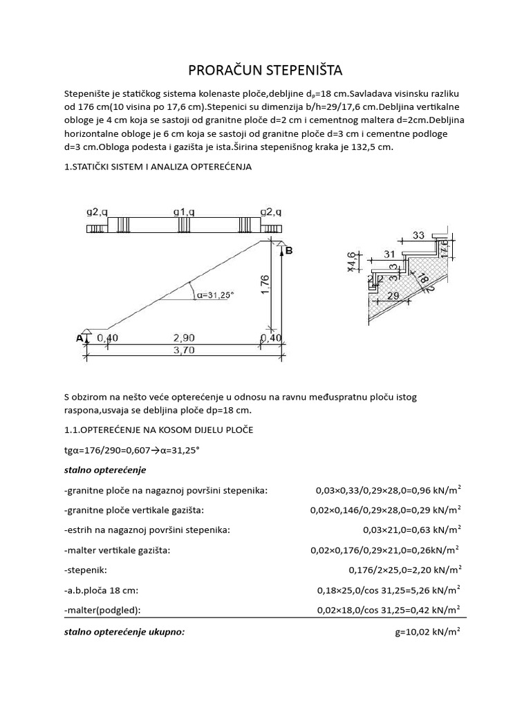 PRORAČUN STEPENIŠTA - Tekstualna Dokumentacija | PDF