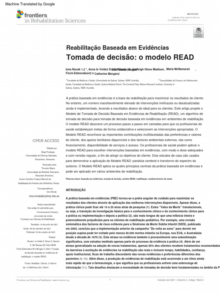 Modelo READ para Reabilitação Eficaz | PDF | Família | Paralisia cerebral