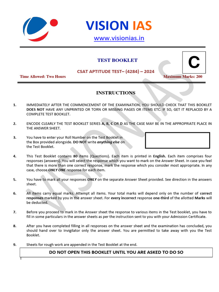 1549218ef3d3-Csat Test 4284 e 2024 | PDF | Educational Assessment And ...