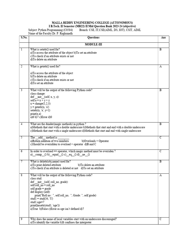 PP Mid II QB Objective Final | PDF | Scheduling (Computing) | Thread (Computing)