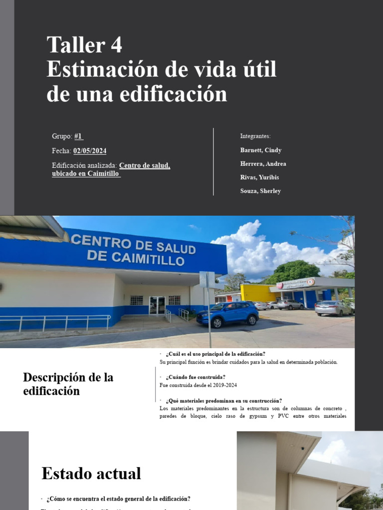 Taller 4 - Estimación de Vida Útil | PDF | edificio | Entorno natural