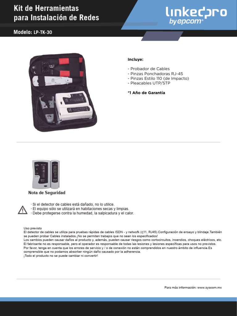 Kit de Herramientas para Redes LP-TK-30 | PDF