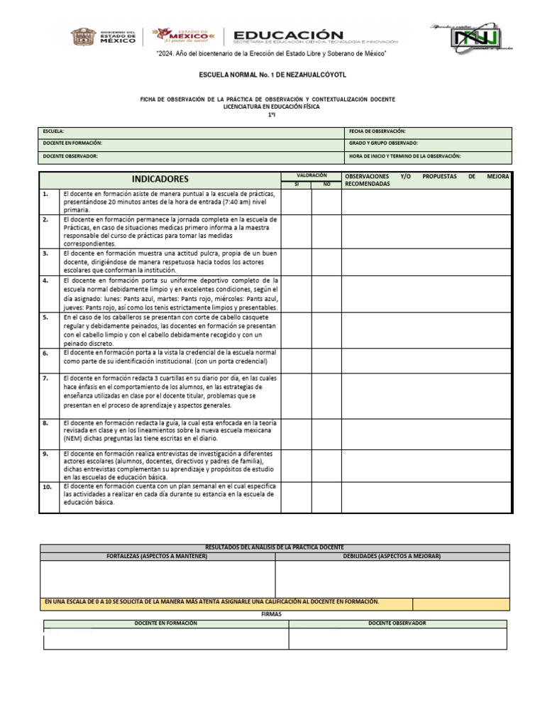 Lista de Cotejo. Practica Observación | PDF | Maestros | Enseñando