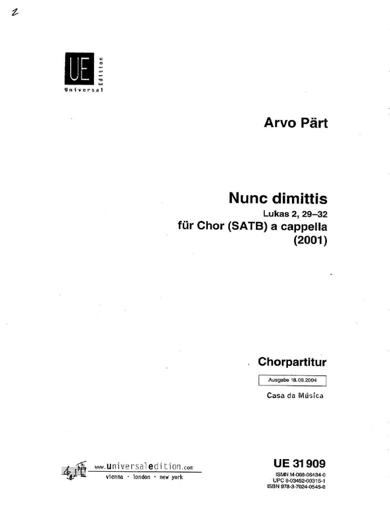 Nunc Dimittis - Arvo Part | PDF