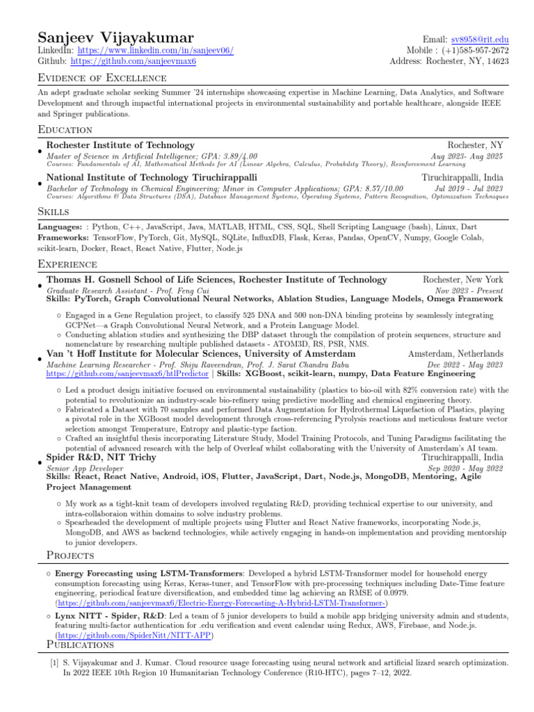 Sanjeev Vijayakumar Resume Updated | PDF | Artificial Intelligence | Intelligence (AI) & Semantics