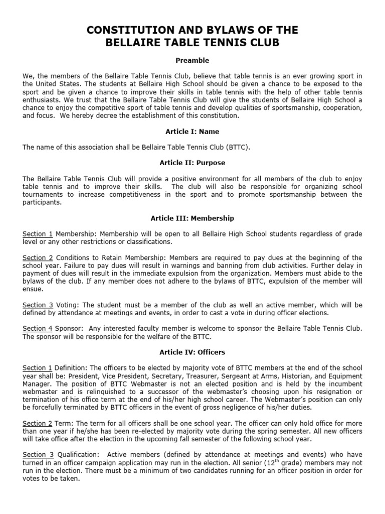 BTTC Constitution | PDF