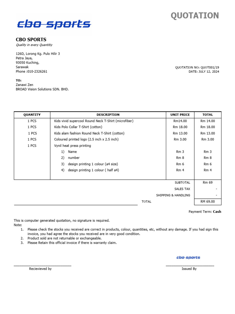 Contoh Format Quotation | PDF | Economies