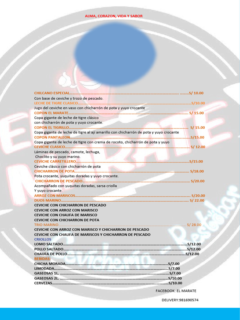 Carta El Marate Final | PDF | Cocinando | Cocina norteamericana