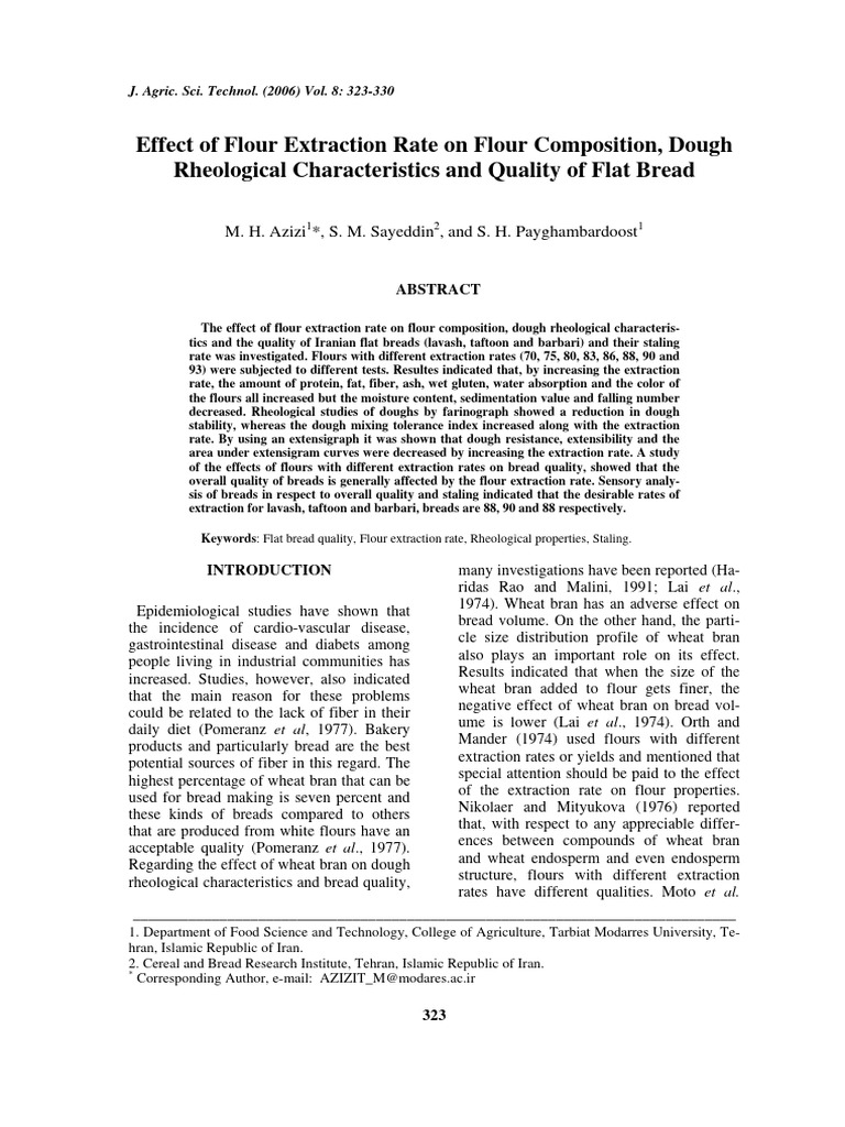 Impact of Flour Extraction on Flat Bread | PDF | Flour | Breads